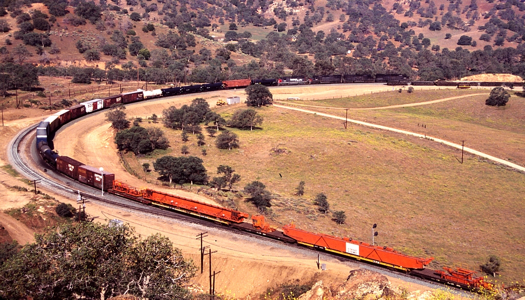 SP freight with some extra long loads